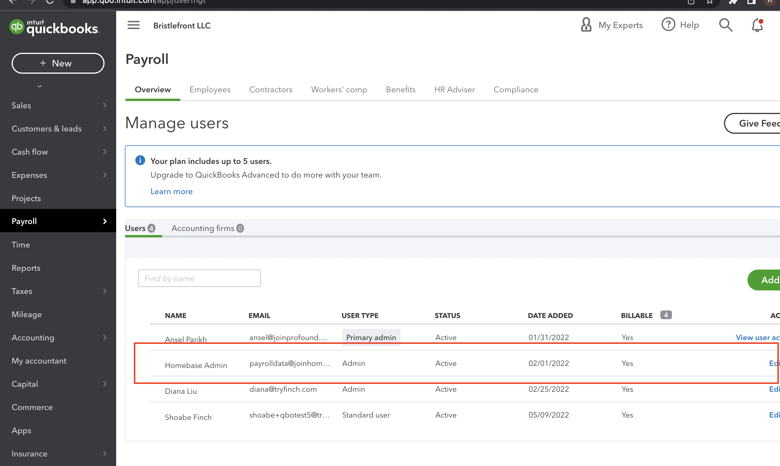QuickBooks Online Administrator Access
