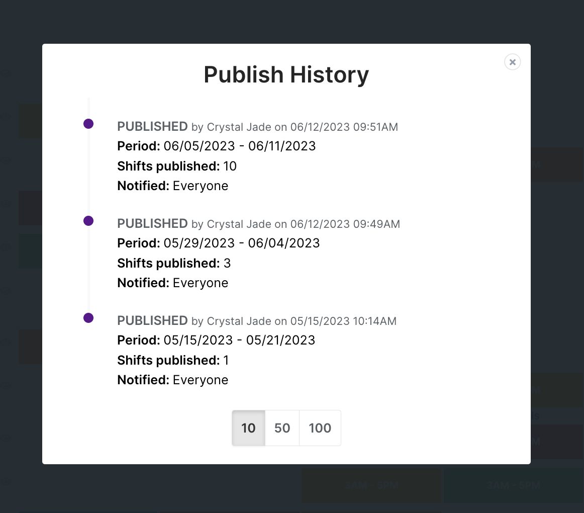 Schedule Publish History