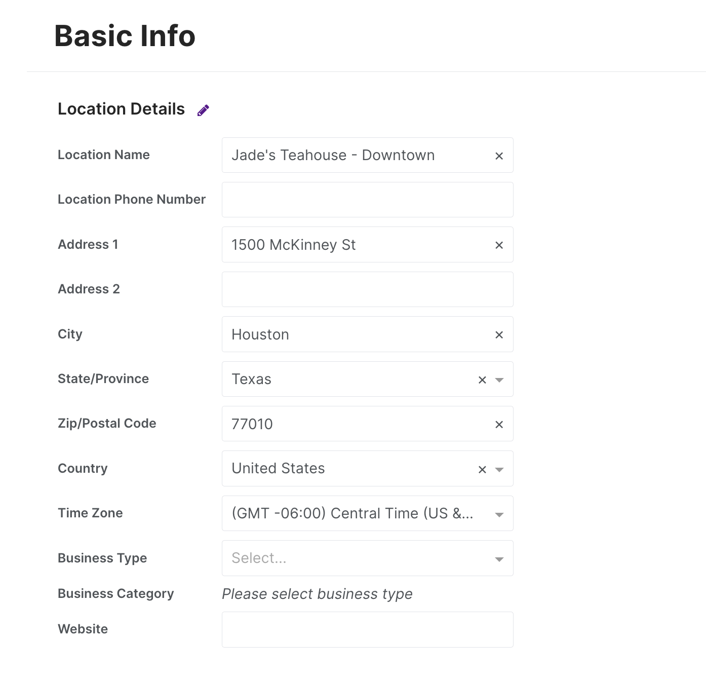 Edit location information